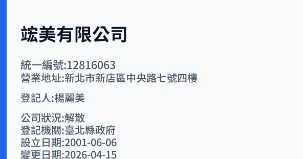 竤美有限公司的照片-統編 12816063(新北市) 公司登記資料與營業項目詳細圖表