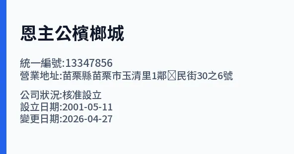 恩主公檳榔城的照片-統編 13347856(苗栗縣) 公司登記資料與營業項目詳細圖表