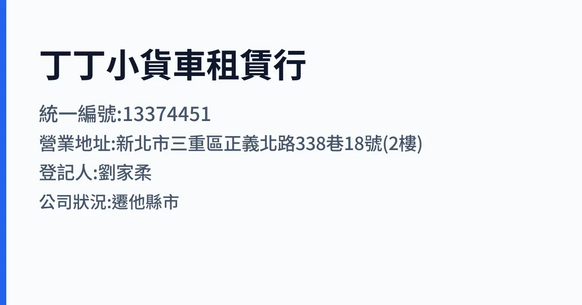 丁丁小貨車租賃行 - 統編 13374451（彰化縣） 公司登記資料與營業項目詳細圖表