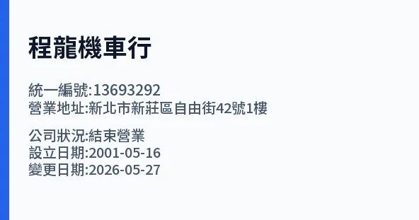 程龍機車行的照片-統編 13693292(新北市) 公司登記資料與營業項目詳細圖表