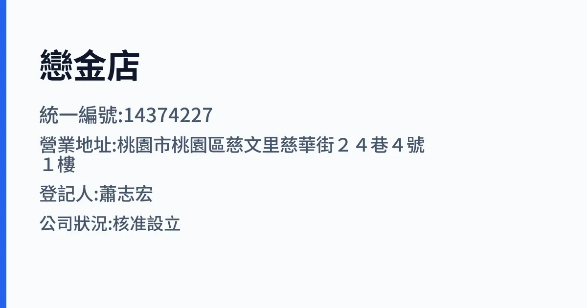 戀金店 - 統編 14374227(桃園市) 公司登記資料與營業項目詳細圖表