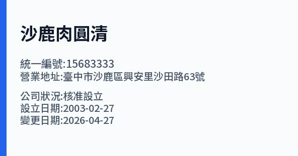 沙鹿肉圓清的照片-統編 15683333(臺中市) 公司登記資料與營業項目詳細圖表