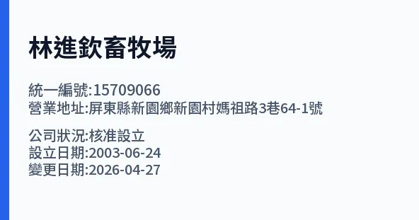 林進欽畜牧場的照片-統編 15709066(屏東縣) 公司登記資料與營業項目詳細圖表