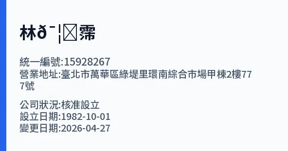 林育霈的照片-統編 15928267(臺北市) 公司登記資料與營業項目詳細圖表