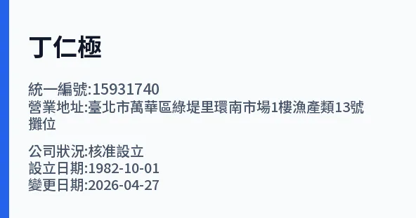 丁仁極的照片-統編 15931740(臺北市) 公司登記資料與營業項目詳細圖表