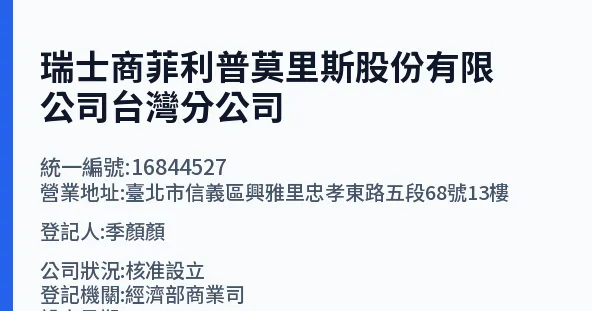 瑞士商菲利普莫里斯股份有限公司台灣分公司的照片-統編 16844527(臺北市) 公司登記資料與營業項目詳細圖表