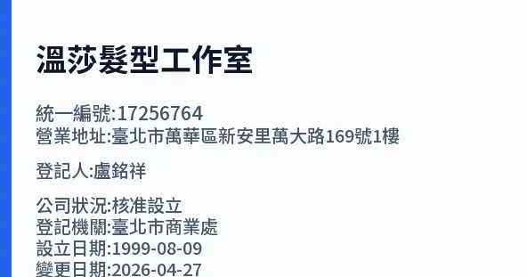 溫莎髮型工作室的照片-統編 17256764(臺北市) 公司登記資料與營業項目詳細圖表
