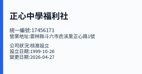 正心中學福利社的照片-統編 17456171(雲林縣) 公司登記資料與營業項目詳細圖表