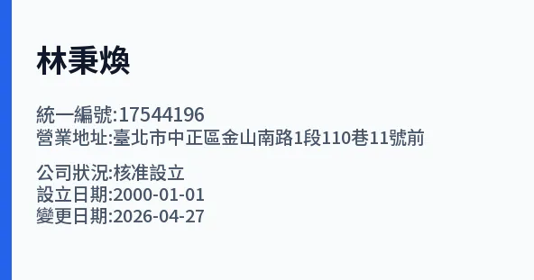 林秉煥的照片-統編 17544196(臺北市) 公司登記資料與營業項目詳細圖表