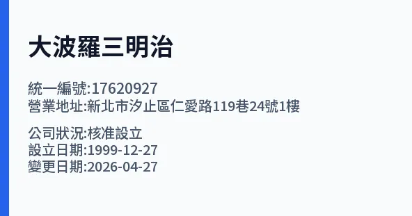 大波羅三明治的照片-統編 17620927(新北市) 公司登記資料與營業項目詳細圖表