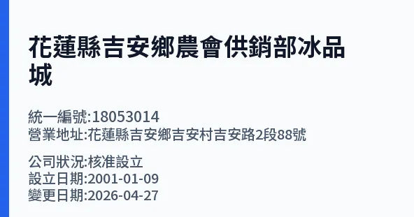 花蓮縣吉安鄉農會供銷部冰品城的照片-統編 18053014(花蓮縣) 公司登記資料與營業項目詳細圖表