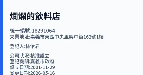 爛爛的飲料店的照片-統編 18291064(嘉義市) 公司登記資料與營業項目詳細圖表