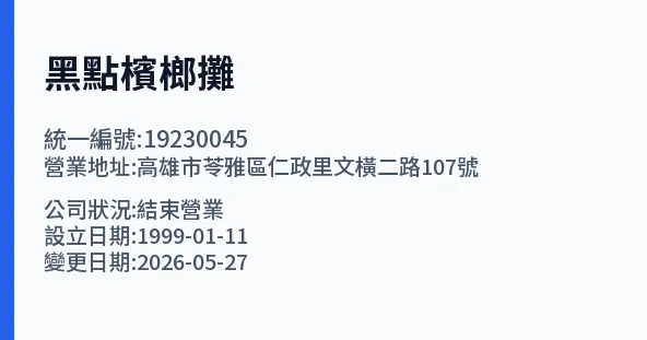 黑點檳榔攤的照片-統編 19230045(高雄市) 公司登記資料與營業項目詳細圖表