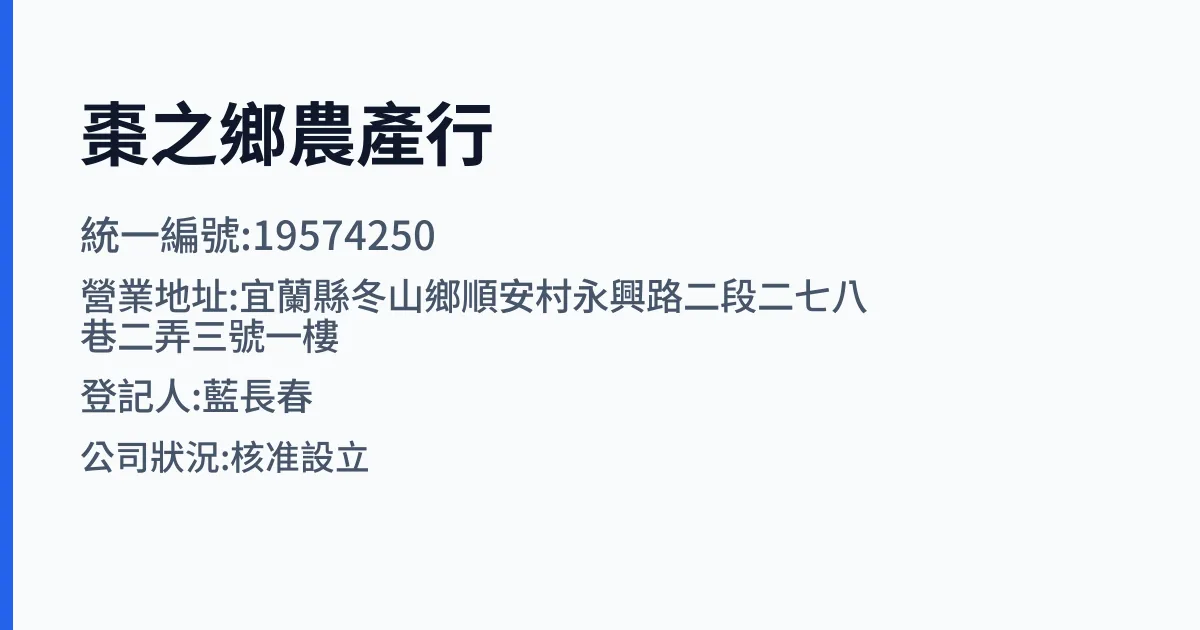 棗之鄉農產行 - 統編 19574250(宜蘭縣) 公司登記資料與營業項目詳細圖表
