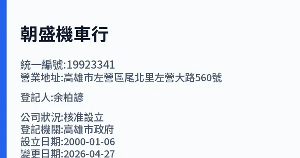 朝盛機車行的照片-統編 19923341(高雄市) 公司登記資料與營業項目詳細圖表