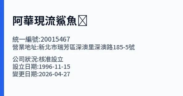 阿華現流鯊魚焿的照片-統編 20015467(新北市) 公司登記資料與營業項目詳細圖表