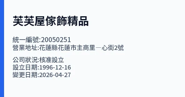 芙芙屋傢飾精品的照片-統編 20050251(花蓮縣) 公司登記資料與營業項目詳細圖表