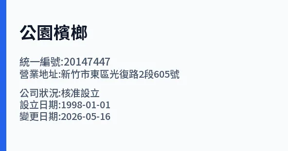 公園檳榔的照片-統編 20147447(新竹市) 公司登記資料與營業項目詳細圖表