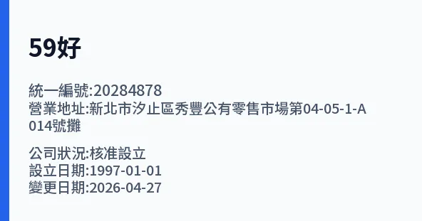 59好的照片-統編 20284878(新北市) 公司登記資料與營業項目詳細圖表
