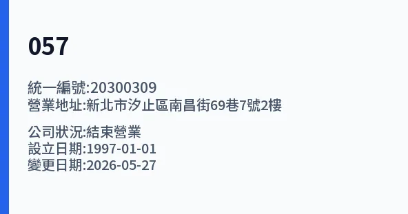 057的照片-統編 20300309(新北市) 公司登記資料與營業項目詳細圖表