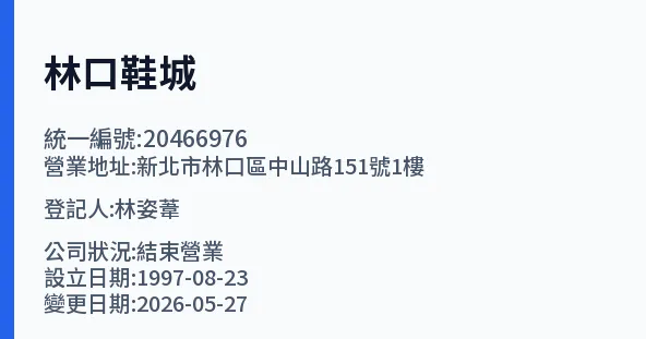 林口鞋城的照片-統編 20466976(新北市) 公司登記資料與營業項目詳細圖表