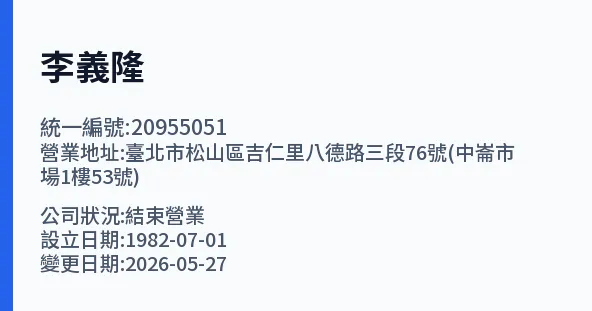 李義隆的照片-統編 20955051(臺北市) 公司登記資料與營業項目詳細圖表
