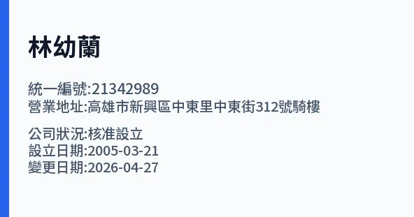 林幼蘭的照片-統編 21342989(高雄市) 公司登記資料與營業項目詳細圖表