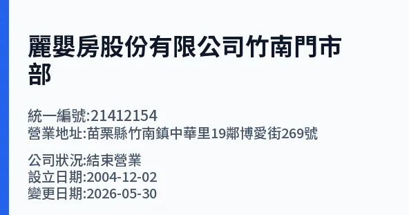 麗嬰房股份有限公司竹南門市部的照片-統編 21412154(苗栗縣) 公司登記資料與營業項目詳細圖表