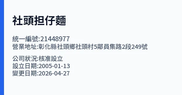 社頭担仔麵的照片-統編 21448977(彰化縣) 公司登記資料與營業項目詳細圖表