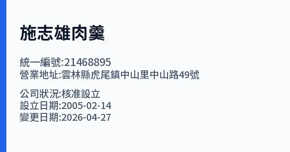 施志雄肉羹的照片-統編 21468895(雲林縣) 公司登記資料與營業項目詳細圖表