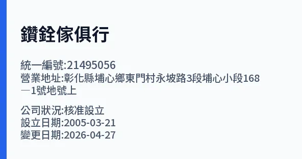 鑽銓傢俱行的照片-統編 21495056(彰化縣) 公司登記資料與營業項目詳細圖表
