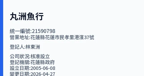 丸洲魚行的照片-統編 21590798(花蓮縣) 公司登記資料與營業項目詳細圖表