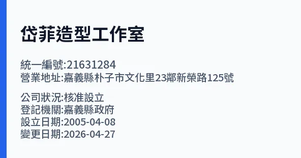 岱菲造型工作室的照片-統編 21631284(嘉義縣) 公司登記資料與營業項目詳細圖表
