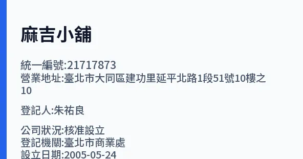 麻吉小舖的照片-統編 21717873(臺北市) 公司登記資料與營業項目詳細圖表