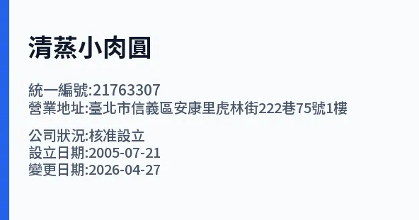 清蒸小肉圓的照片-統編 21763307(臺北市) 公司登記資料與營業項目詳細圖表