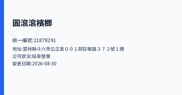 圓滾滾檳榔的照片-統編 21879291(雲林縣) 公司登記資料與營業項目詳細圖表