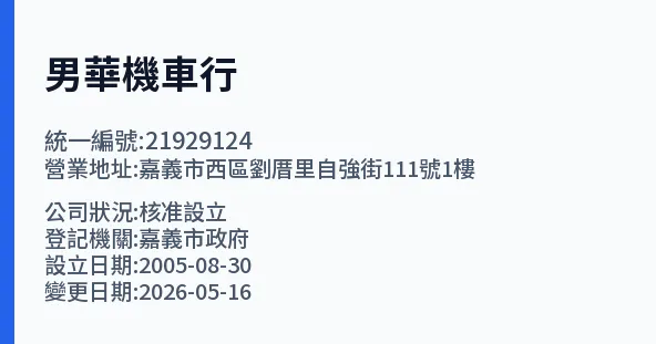 男華機車行的照片-統編 21929124(嘉義市) 公司登記資料與營業項目詳細圖表