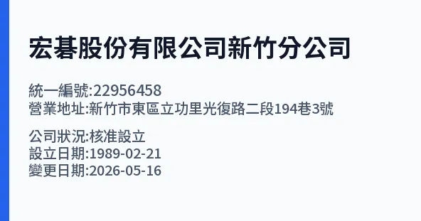 宏碁股份有限公司新竹分公司的照片-統編 22956458(新竹市) 公司登記資料與營業項目詳細圖表