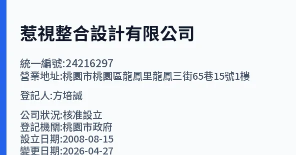 惹視整合設計有限公司的照片-統編 24216297(桃園市) 公司登記資料與營業項目詳細圖表