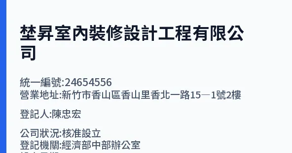 埜昇室內裝修設計工程有限公司的照片-統編 24654556(新竹市) 公司登記資料與營業項目詳細圖表