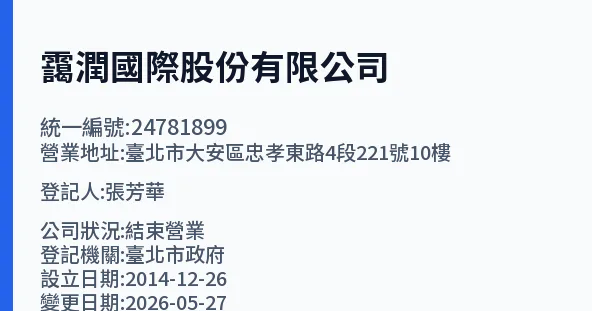 靄潤國際股份有限公司的照片-統編 24781899(臺北市) 公司登記資料與營業項目詳細圖表