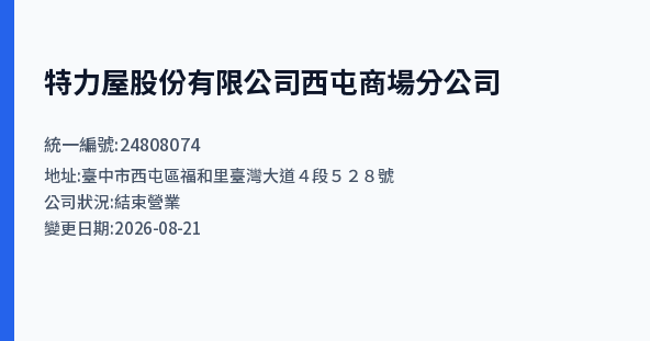 特力屋股份有限公司西屯商場分公司的照片-統編 24808074(臺中市) 公司登記資料與營業項目詳細圖表