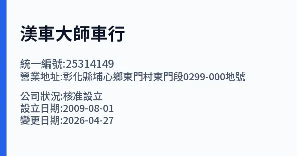 渼車大師車行的照片-統編 25314149(彰化縣) 公司登記資料與營業項目詳細圖表