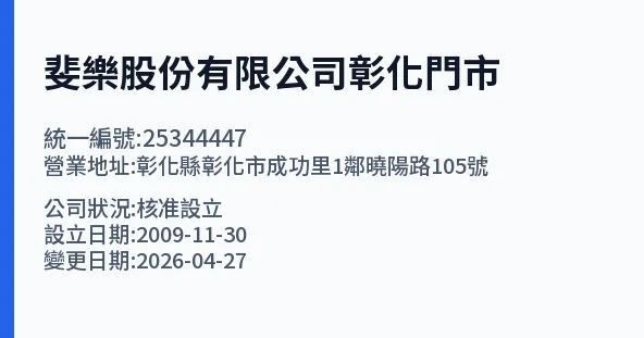 斐樂股份有限公司彰化門市的照片-統編 25344447(彰化縣) 公司登記資料與營業項目詳細圖表