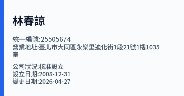 林春諒的照片-統編 25505674(臺北市) 公司登記資料與營業項目詳細圖表