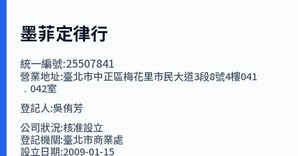 墨菲定律行的照片-統編 25507841(臺北市) 公司登記資料與營業項目詳細圖表
