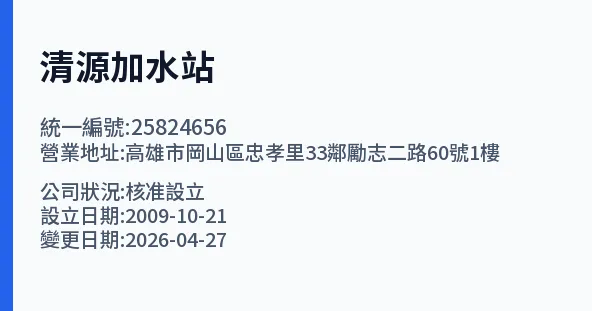 清源加水站的照片-統編 25824656(高雄市) 公司登記資料與營業項目詳細圖表