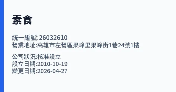 素食的照片-統編 26032610(高雄市) 公司登記資料與營業項目詳細圖表