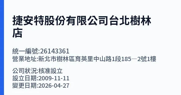捷安特股份有限公司台北樹林店的照片-統編 26143361(新北市) 公司登記資料與營業項目詳細圖表