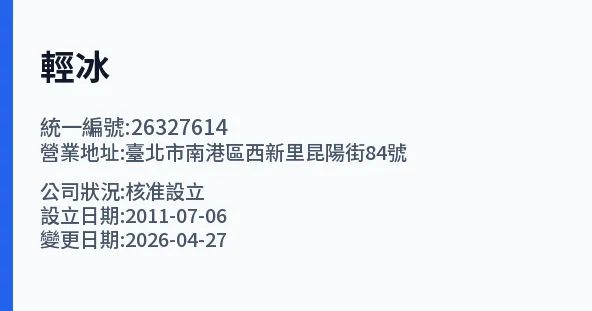 輕冰的照片-統編 26327614(臺北市) 公司登記資料與營業項目詳細圖表